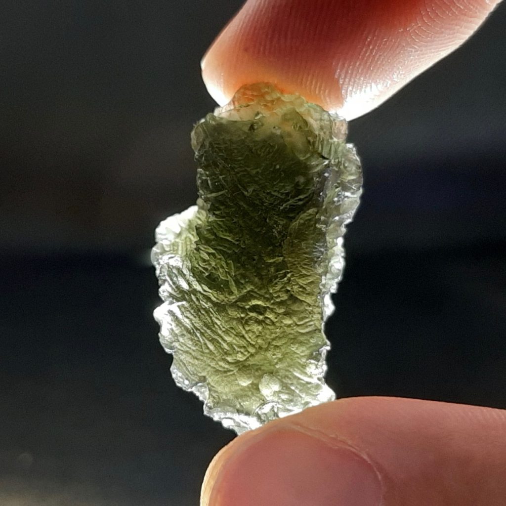 Moldavite. Meteorite impact glass